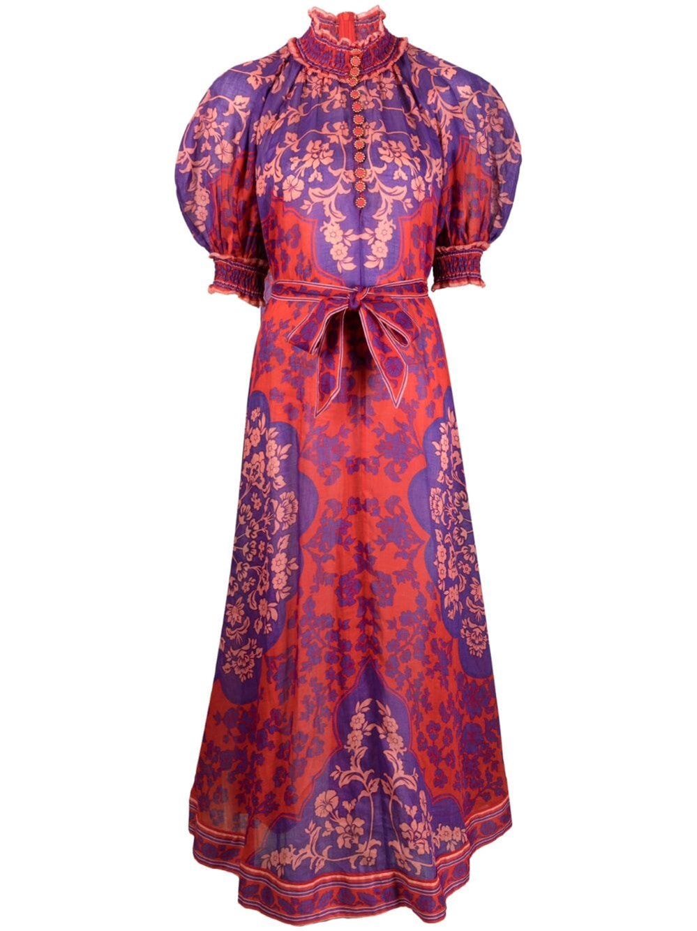 Zimmermann Raie Swing Maxi Dress In Red | ModeSens
